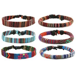 hzman mix 6 wrap bracelets men women, hemp cords ethnic tribal bracelets wristbands (mix 6 wrap)