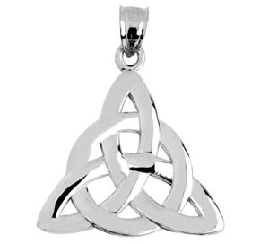 14k white gold traditional celtic trinity knot charm pendant