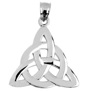 14k White Gold Traditional Celtic Trinity Knot Charm Pendant