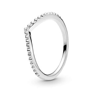 pandora beaded wishbone ring - simple & elegant ring for women - layering or stackable ring - gift for her - sterling silver - size 7.5