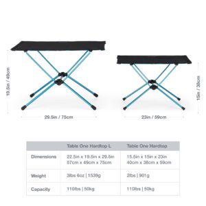 Helinox Table One Hard Top Lightweight, Collapsible, Portable, Outdoor Camping Table, Large - 29.5 x 22.5 Inches, Black