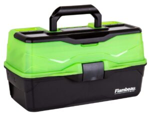 flambeau outdoors 6383amg 3-tray classic tray tackle box, portable tackle organizer, frost green/black