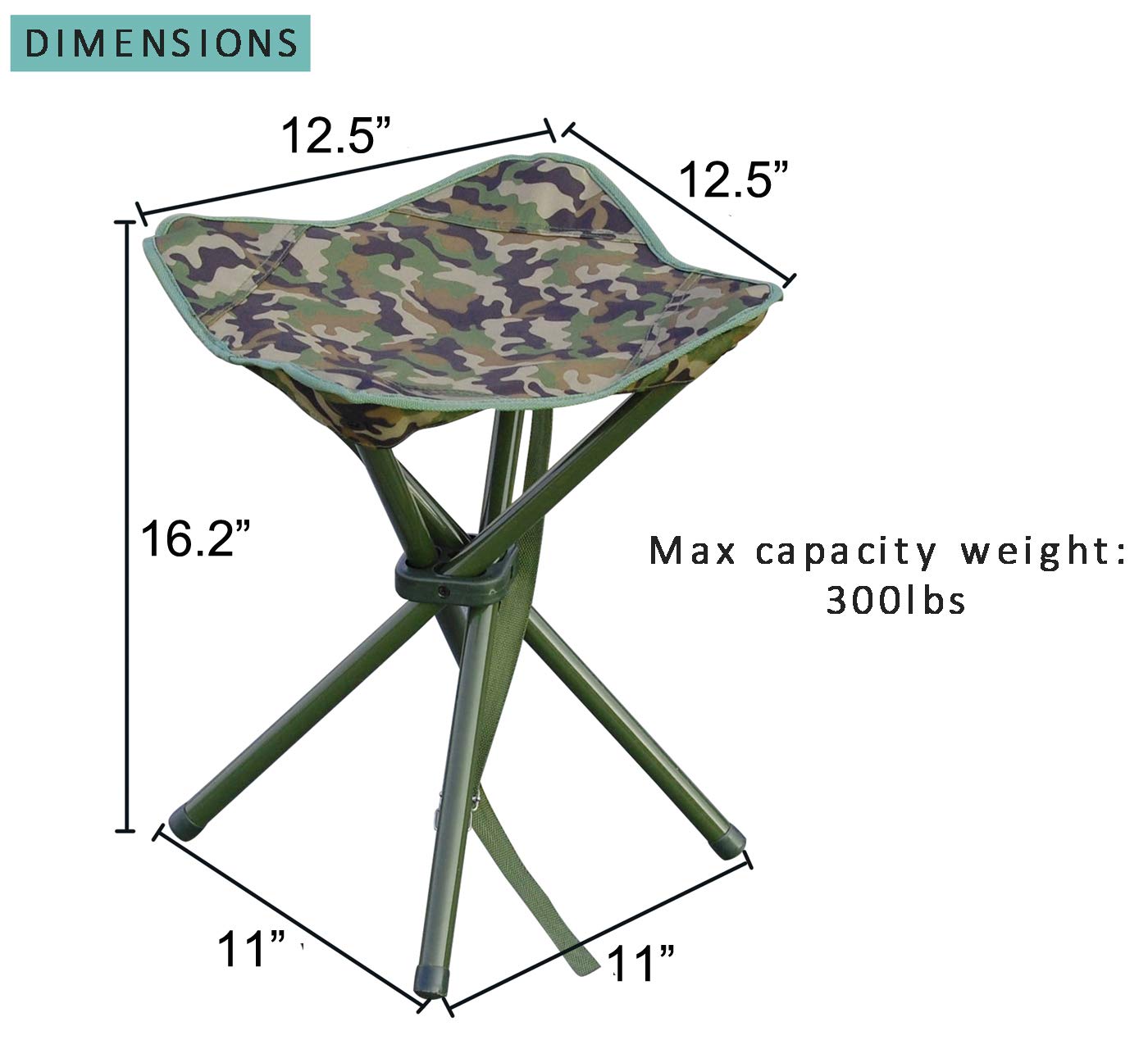 JSHANMEI Camping Stool Portable Folding Stool for Outdoor Hiking Fishing Travel Deluxe 4 Leg, Support 300 lbs