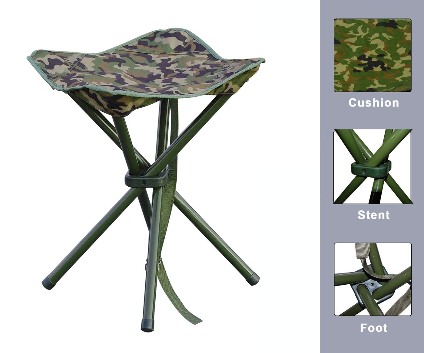 JSHANMEI Camping Stool Portable Folding Stool for Outdoor Hiking Fishing Travel Deluxe 4 Leg, Support 300 lbs