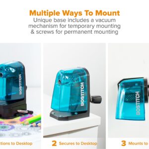 Bostitch Office Multi-Mount Manual Pencil Sharpener, Vacuum Mount or Screw Mount, Blue (MPS2-BLUE)