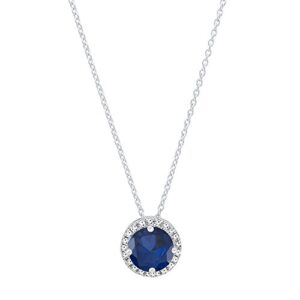 dazzlingrock collection 14k 5 mm round blue sapphire & diamond women halo pendant with 18 inch silver chain in white gold