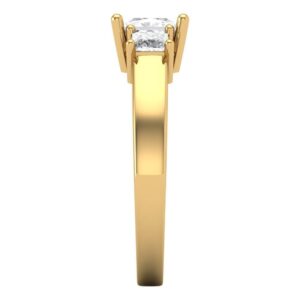 1.11 Ct Brilliant Princess Cut Clear Simulated Diamond 14K Yellow Gold Three Stone Engagement Promise Bridal Ring Size 3.5