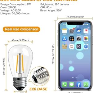 BRIMAX 6 Pack 2W LED Light Bulbs,Equivalent to 11W/20W/25W, Plastic LED Filament Bulb,2700K Warm White,E26 Medium Base, S14 Edison Light Bulbs for 6/12/18-light Sputnik Chandelier Bulbs