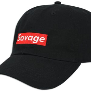 JLGUSA Savage Embroidered Dad Cap Hat Adjustable Polo Style Unconstructed (Black)