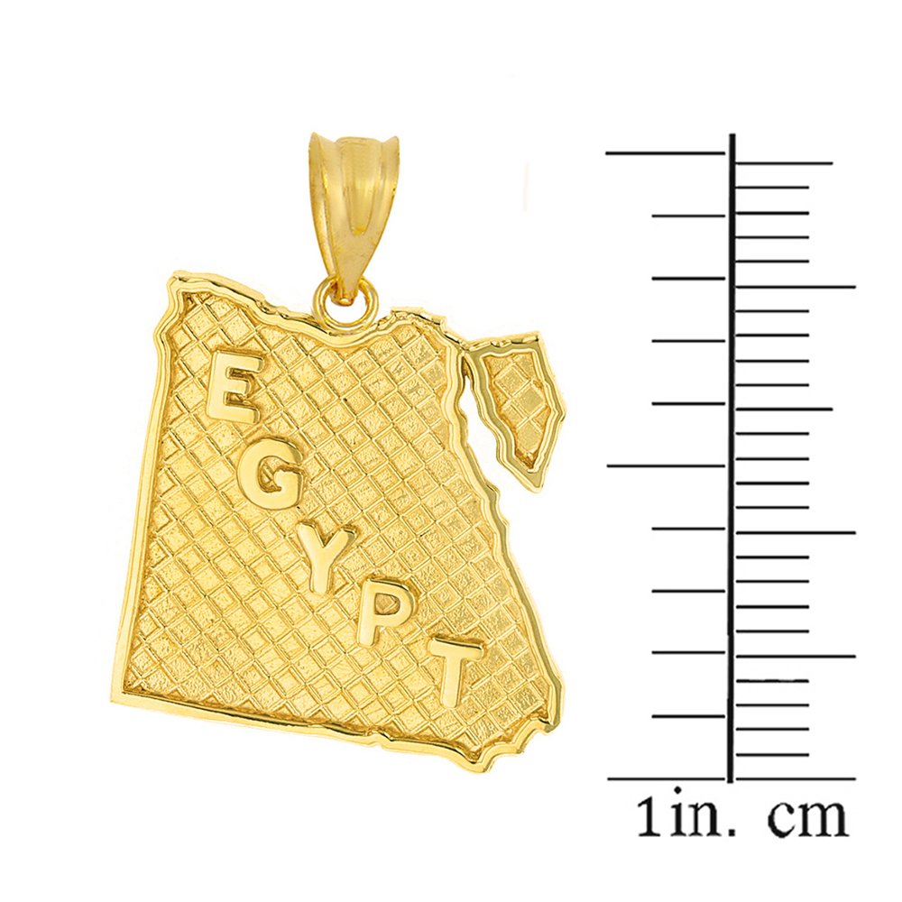 Solid 14k Yellow Gold Egypt Map Shape Charm Pendant