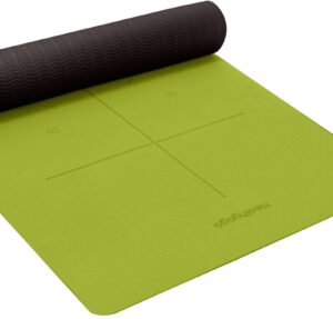 heathyoga eco friendly non slip yoga mat, body alignment system, sgs certified tpe material - textured non slip surface and optimal cushioning,72"x 26" thickness 1/4"