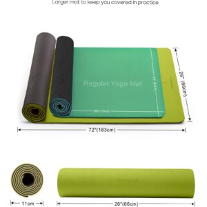 Heathyoga Eco Friendly Non Slip Yoga Mat, Body Alignment System, SGS Certified TPE Material - Textured Non Slip Surface and Optimal Cushioning,72"x 26" Thickness 1/4"