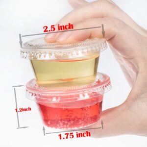 Golden Apple, 2-Ounce Clear Plastic Jello Shot Souffle Cups with Lids, Sampling Cup (100 Sets), BPA Free…