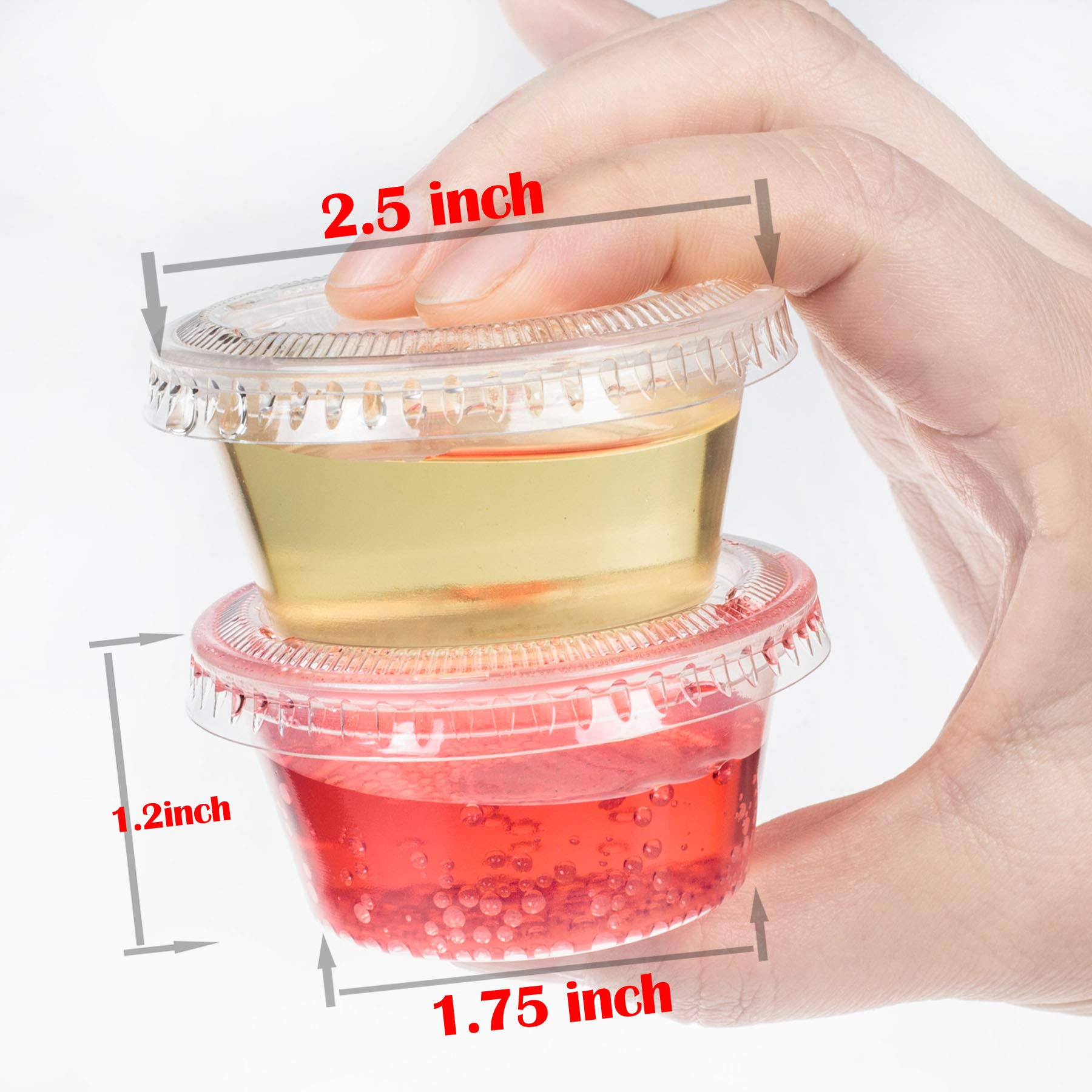 Golden Apple, 2-Ounce Clear Plastic Jello Shot Souffle Cups with Lids, Sampling Cup (100 Sets), BPA Free…