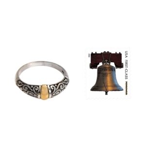 NOVICA Artisan Handmade Gold Accent Cocktail Ring Sterling Silver No Stone Band Indonesia Balinese Traditional [band Width 3 mm W] ' Balinese Twilight'