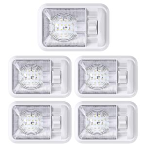 leisure led 5 pack 12v led rv ceiling dome light rv interior lighting for trailer camper with switch, single dome 300lm (natural white 4000-4500k, 5-pack)