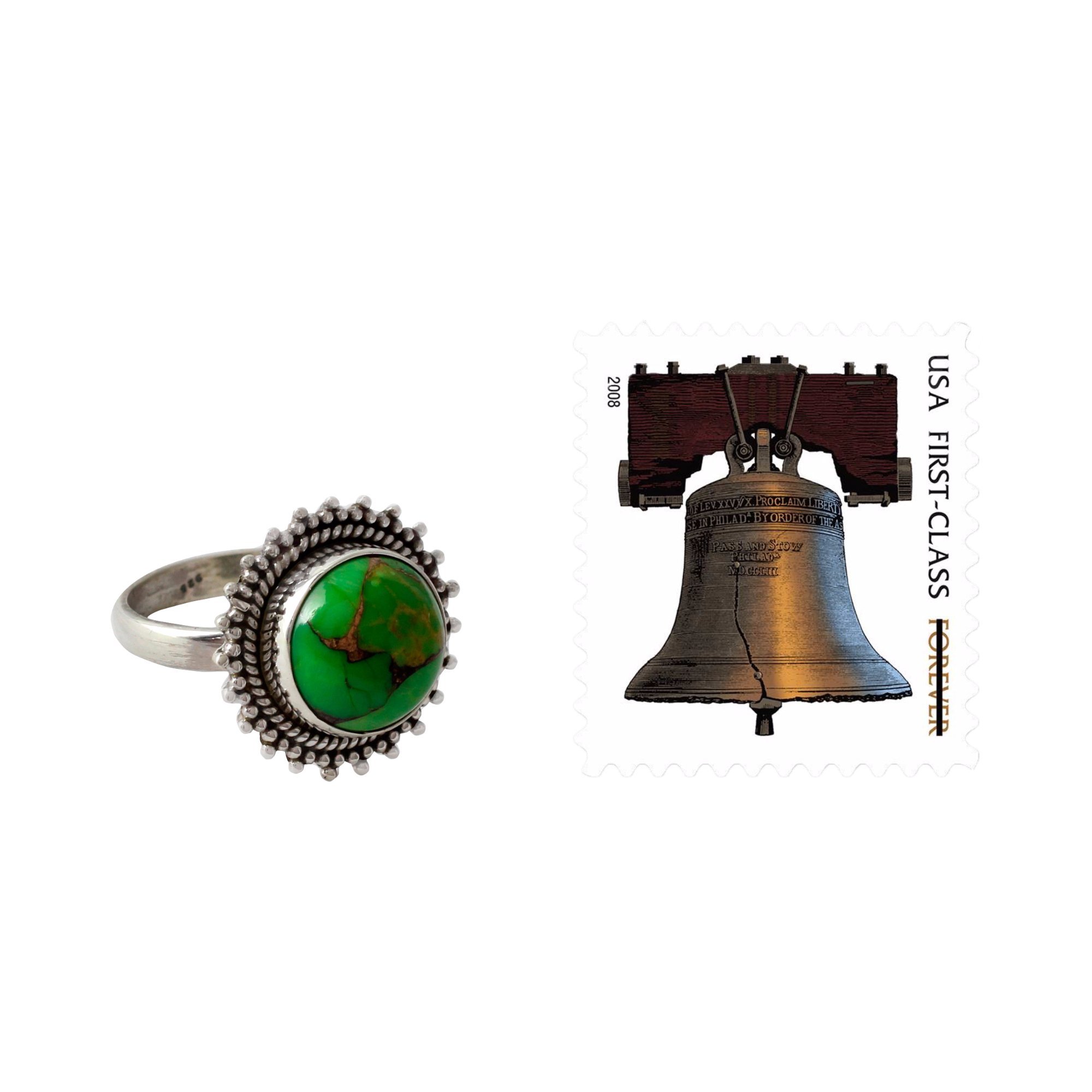 NOVICA Artisan Handmade .925 Sterling Silver Cocktail Ring Green Composite Turquoise Reconstituted India Greenery Bollywood 'Verdant Promise'