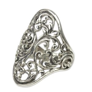 novica artisan handmade .925 sterling silver cocktail ring no stone indonesia 'celuk fern'