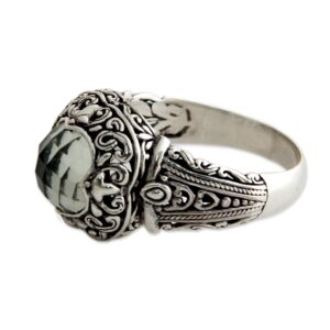 novica artisan handmade prasiolite ring sterling silver cocktail green single stone indonesia [crownbezel 0.6 in l x 0.6 in w x 0.4 in h band width 3 mm w] ' nature' s divinity'