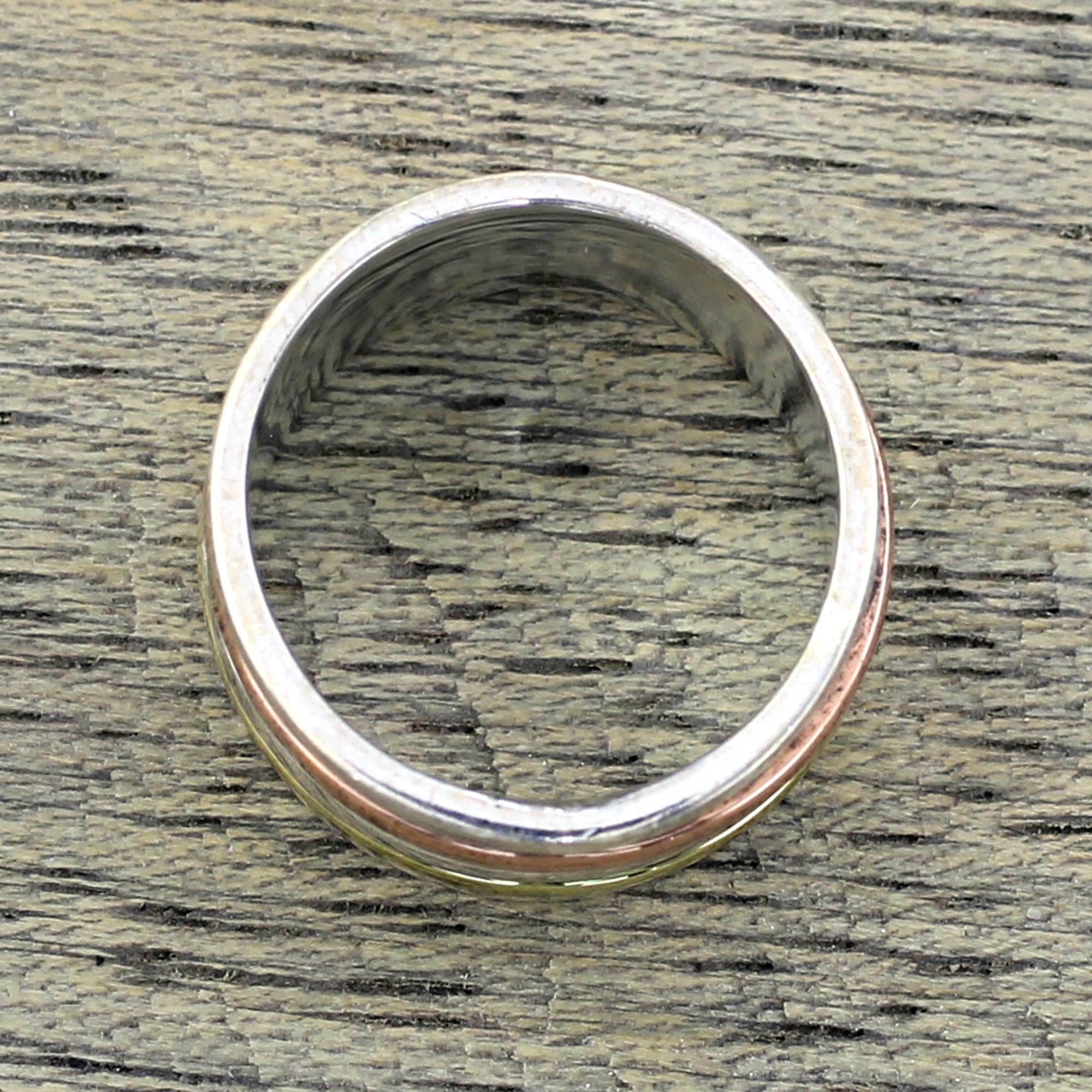 NOVICA Artisan handmade .925 Sterling Silver Meditation Spinner Ring Simple Copper Brass Indian [band Width 10 mm W] 'Sleek Simplicity'