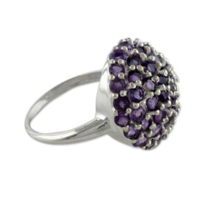 novica amethyst .925 sterling silver handmade cluster ring, jacaranda'