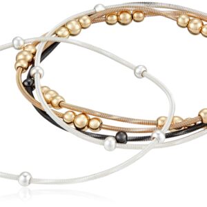 Nine West Women's Classics Tri Tone 5 Row Stretch Bracelet