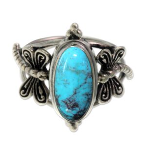 novica artisan handmade sterling silver cocktail ring magnesite single stone indonesia animal themed dragonfly [crownbezel 0.8 in l x 0.3 in w x 0.3 in h band width 2 mm w] ' dragonfly sky'