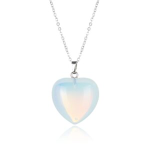 creative club 1pc you are my only love opal gemstone large heart pendant necklace healing reiki chakras energy rock 26 inch stainless steel surgical jewelry ggp8-b7