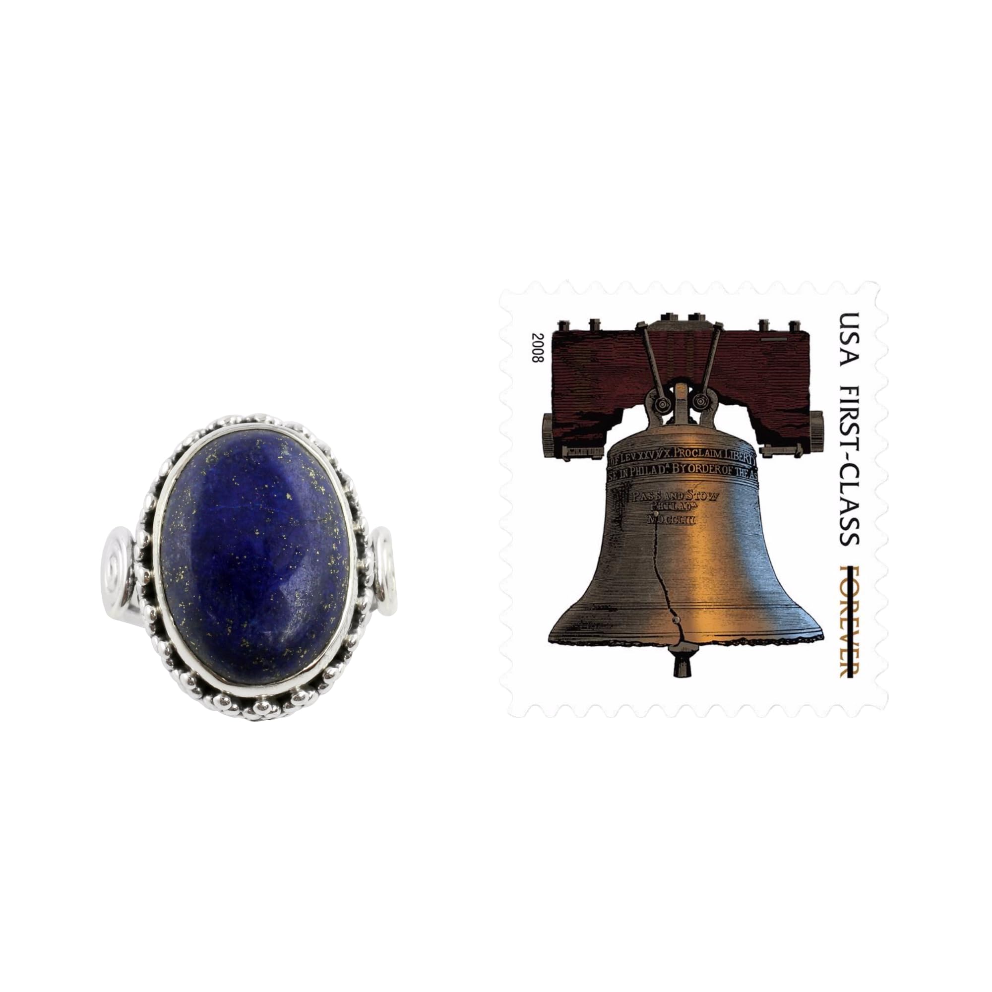 NOVICA Artisan Handcrafted Lapis Lazuli Cocktail Ring Sterling Silver Blue Single Stone India Royal Classic Reflecting Pond Snorkel Birthstone [crownbezel 0.8 in L x 0.6 in W x 0.4 in H Band Width 3 ]