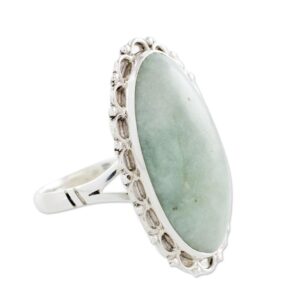 NOVICA Artisan Handmade Jade Cocktail Ring Guatemalan Crafted Light Green Silver Sterling Desert Sage Floral [crownbezel 1.3 in L x 0.9 in W x 0.3 in H Band Width 3 mm W] ' Pale Dahlia'