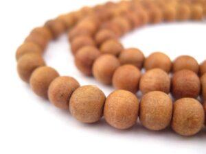 6mm sandalwood mala beads: fragrant aromatic wooden meditation beads for yoga, jewelry, necklace, chanting genuine nepal product the bead chest