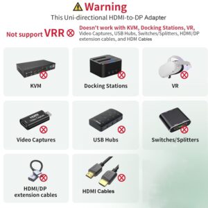 BENFEI HDMI to DisplayPort, Uni-Directional HDMI (Source) to DisplayPort (Display) Adapter 4K@60Hz/2K@144Hz/1080P@165Hz Compatible with Laptop, Xbox 360 One, PS4 PS3 Device