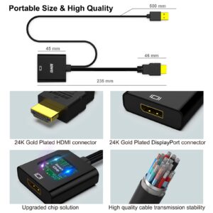 BENFEI HDMI to DisplayPort, Uni-Directional HDMI (Source) to DisplayPort (Display) Adapter 4K@60Hz/2K@144Hz/1080P@165Hz Compatible with Laptop, Xbox 360 One, PS4 PS3 Device