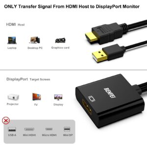 BENFEI HDMI to DisplayPort, Uni-Directional HDMI (Source) to DisplayPort (Display) Adapter 4K@60Hz/2K@144Hz/1080P@165Hz Compatible with Laptop, Xbox 360 One, PS4 PS3 Device