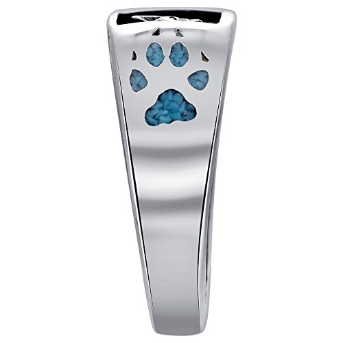 Southwestern Style Natural Turquoise Gemstone 925 Sterling Silver Wolf Paw & Claw Ring for Women Size 13.5