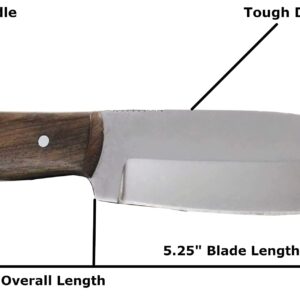 Moorhaus Handmade Full Tang Hunting Fixed Blade Knife D2 Steel - Wood Handle - Great for Camping/Hunting/Skinning/Survival/Bushcraft - includes Leather Sheath