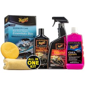 meguiar's new boat owner's essentials box - boat cleaning kit with premium marine-grade products for your boat or rv