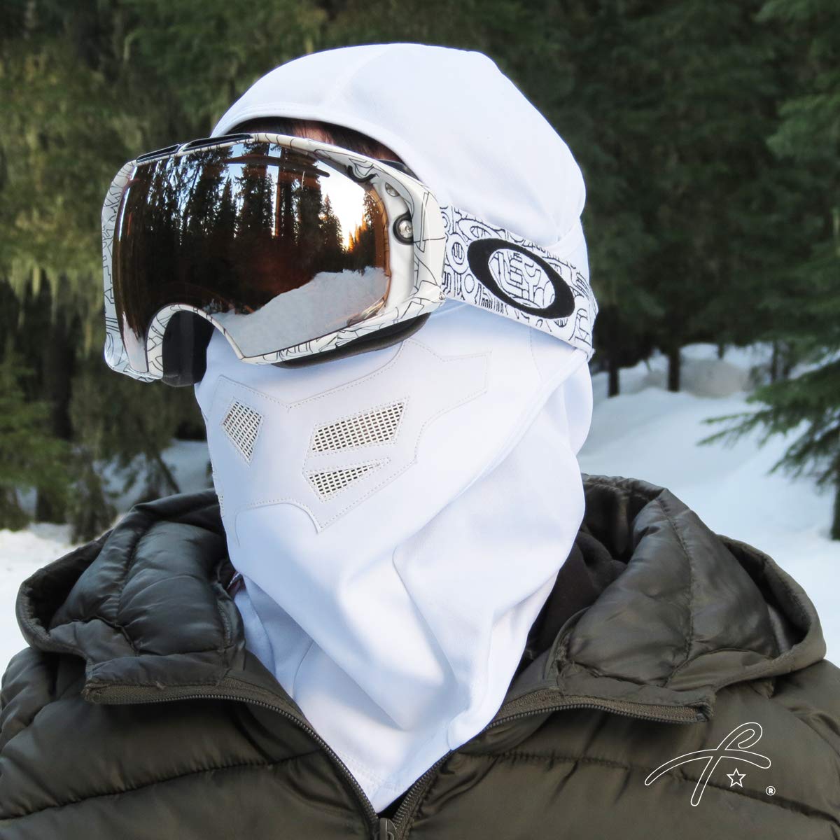 Full Balaclava Ski Face Mask. Use for Snowboarding & Cold Winter Weather Sports (One Size, White)