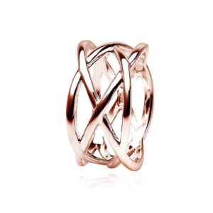 Hoops & Loops Rose Gold Flashed Sterling Silver Polished Criss Cross Double X Ring, Size 7