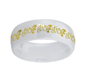 one moment in time j157 size 5.5 "halo white ceramic halo gold tone inlay ring mormon lds ctr