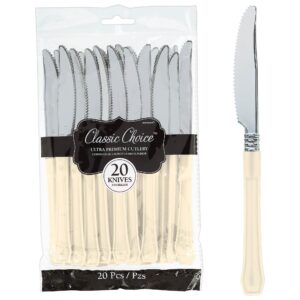 Amscan Vanilla Créme Premium Cutlery Knives | Pack of 20