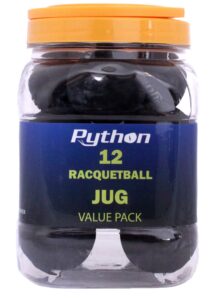 python black racquetballs (value pack - 12 ball jug/long rally ball!)