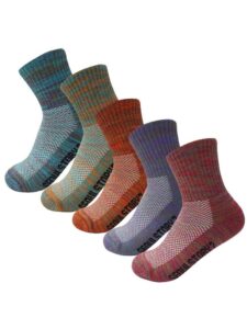 seoulstory7 5pack women's mid cushion low cut hiking/camping/performance socks multi color medium