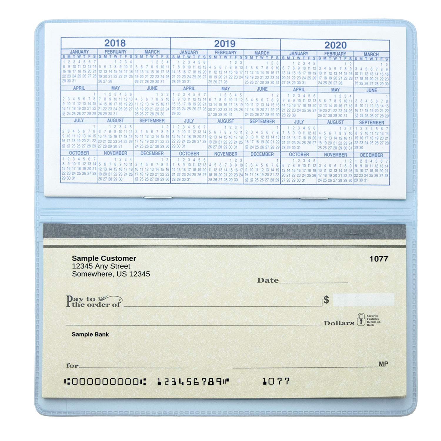 Baby Blue Vinyl Checkbook Cover, Top Tear Personal Vinyl Checkbook Cover