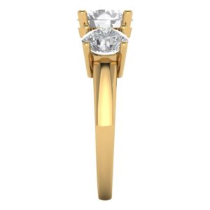 3.25 Ct Brilliant Round Cut Clear Simulated Diamond 14K Yellow Gold Three Stone Engagement Promise Bridal Ring Size 3.5