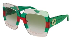 gucci gg0178s-001-54 rectangular sunglasses, multicoloured (1/green), 54