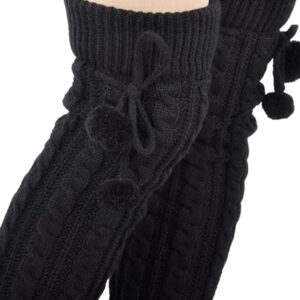 Slivery Color Women Leggings Boots Leg Warmer Knit Crochet Socks Cable Knit Long Boot Socks Legwear Pompom Leg Warmer Stocking