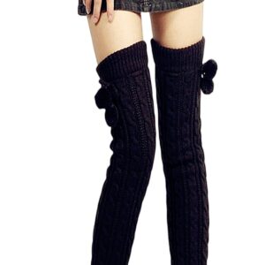 Slivery Color Women Leggings Boots Leg Warmer Knit Crochet Socks Cable Knit Long Boot Socks Legwear Pompom Leg Warmer Stocking