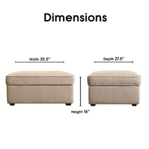 Serta Olin Storage Ottoman with Lid, Contemporary Design, Hinged Lid, Can Be Used as Footrest or Extra Seat, Easy Assembly, Beige