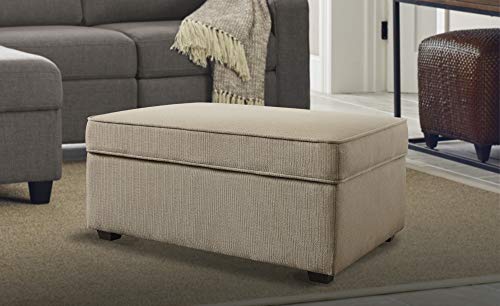 Serta Olin Storage Ottoman with Lid, Contemporary Design, Hinged Lid, Can Be Used as Footrest or Extra Seat, Easy Assembly, Beige